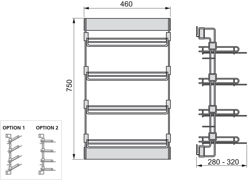SCHOENENREK UITTREK EMUCA CE inbouw*softclose geleiders*4 etages ...